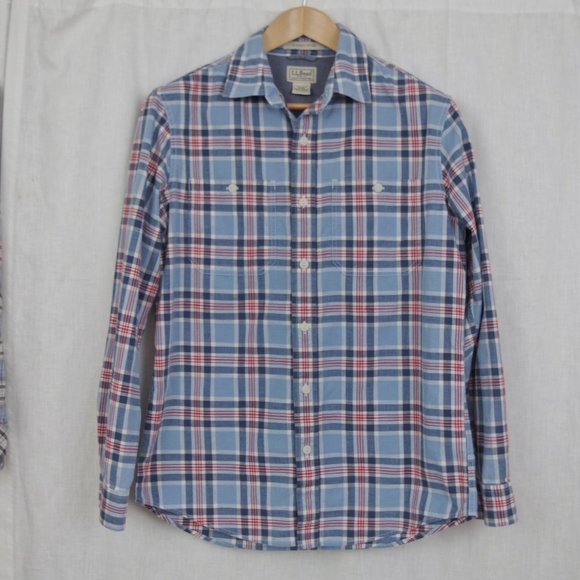 L.L. Bean | Shirts | Mens Ll Bean Long Sleeve Button Up Cotton Plaid ...
